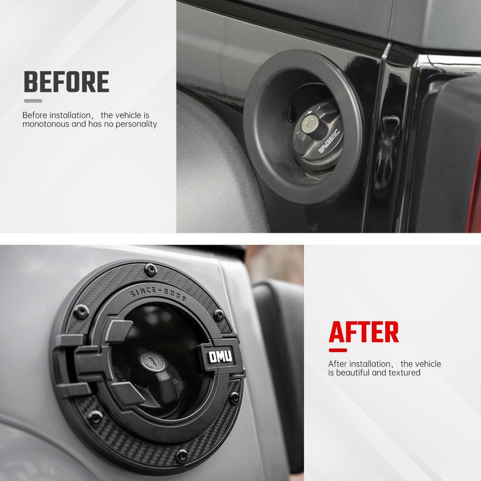 Aluminum Fuel Filler Tank Gas Cap Cover for 2011-2017 Jeep Wrangler JK ...