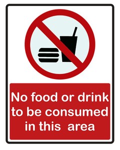 NO FOOD OR DRINK TO BE CONSUMED SELF ADHESIVE STICKERS SAFETY SIGNS ...