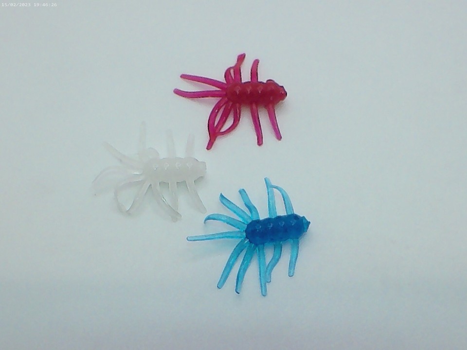 Micro Bug Ice Fishing 3/4 " GLOW Assorted Colors Soft Plastic Fishing ...