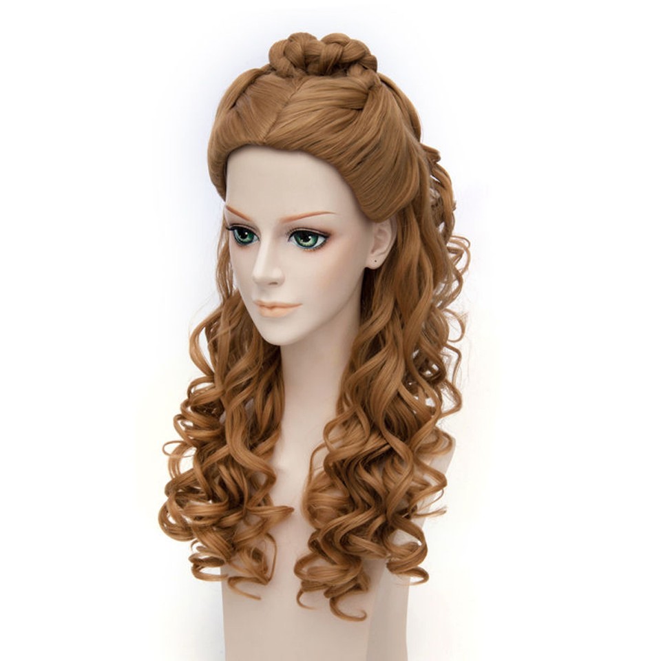 New Princess Cinderella Wig Long Curly Brown Anime Cosplay Wigs with ...