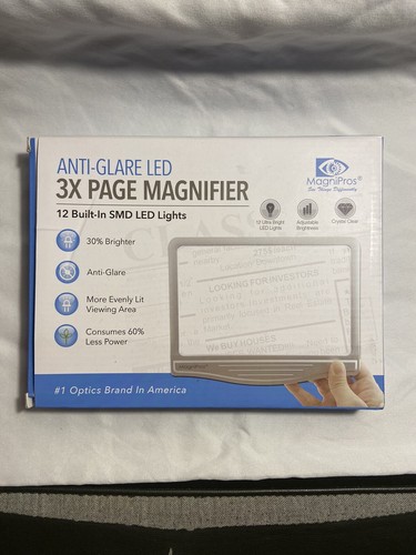 MagniPros 3X Ultra Bright LED Page Magnifier with 12 Anti-Glare ...