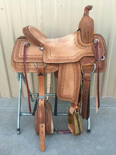 Western wade tree roping Leather Horse Saddle Full Tack Set. Size-10 ...