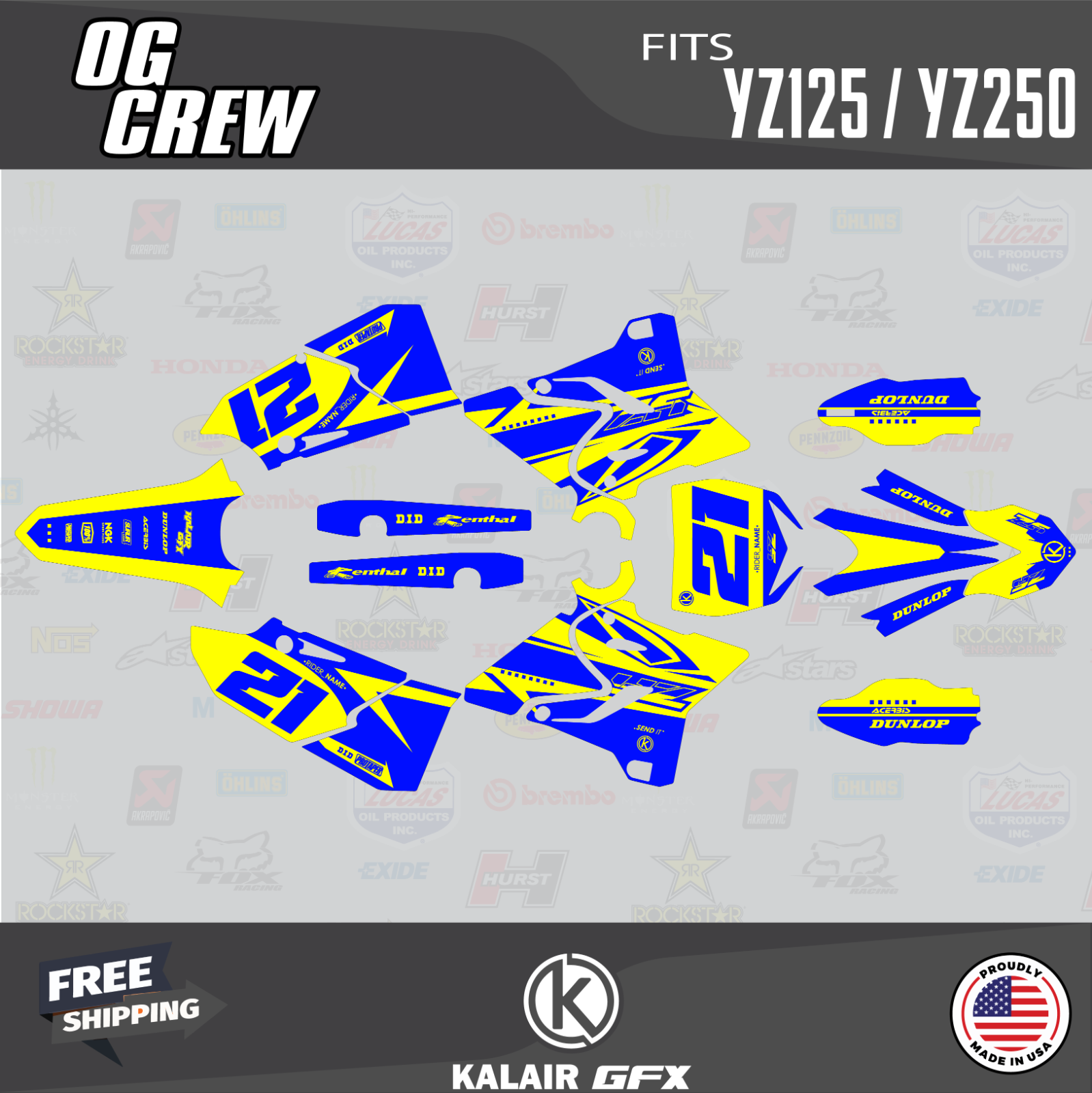 Graphics Kit for Yamaha YZ 125 250 (2015-2021) YZ125 YZ250 OGCrew ...