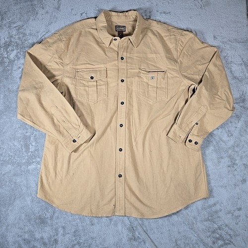 Schmidt Workwear Shirt Mens 2X Beige Flannel Long Sleeve Button Up ...