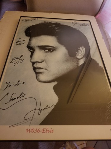 ELVIS PRESLEY crew/band SIGNED 11X17 FRAME photo CHARLIE HODGE~ESPOSITO ...