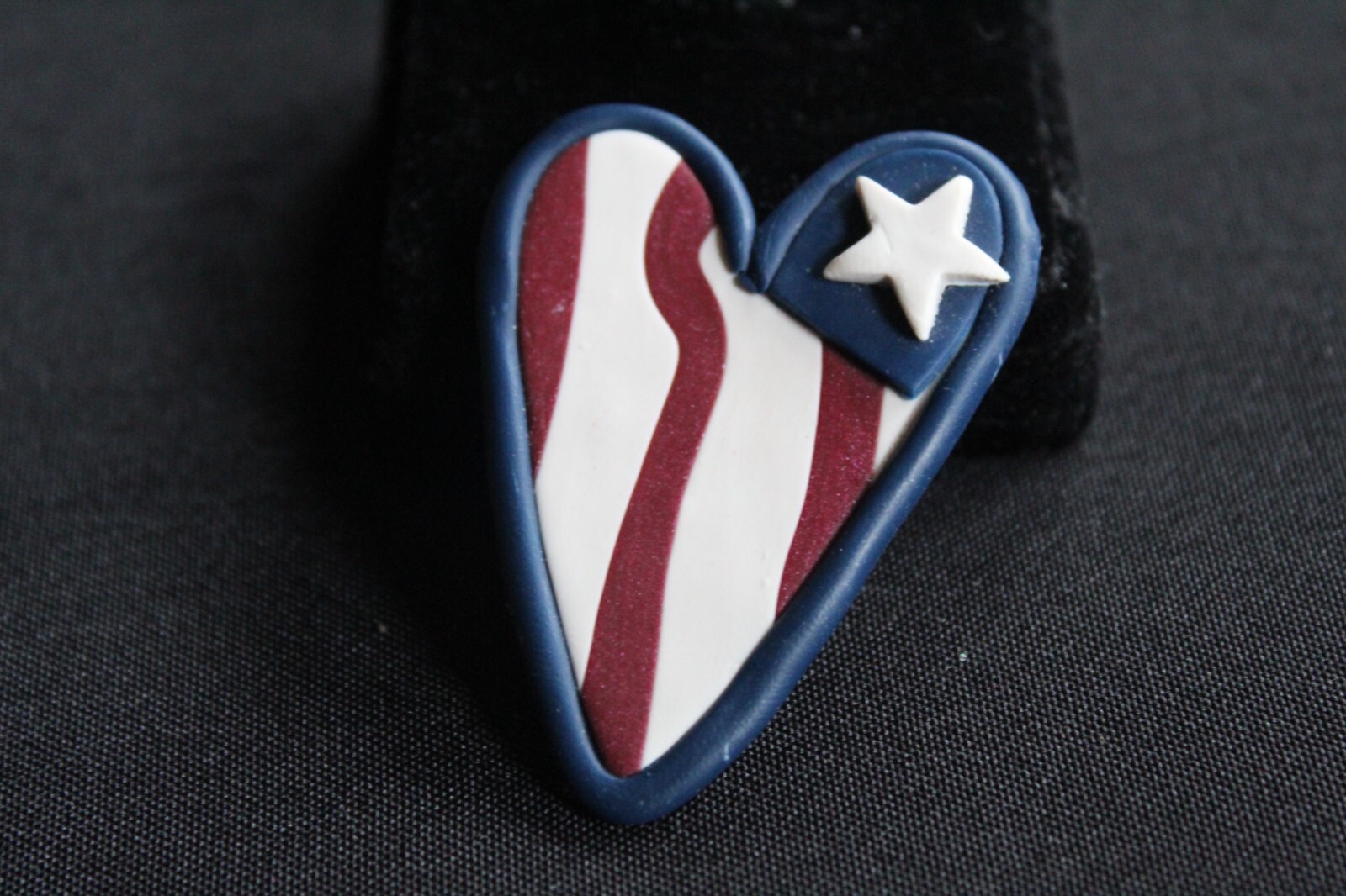 Artist Made Polymer Clay American Flag Heart Pin | eBay