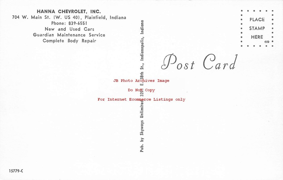 IN, Plainfield, Indiana, Hanna Chevrolet Auto Dealership, 60s Cars | eBay
