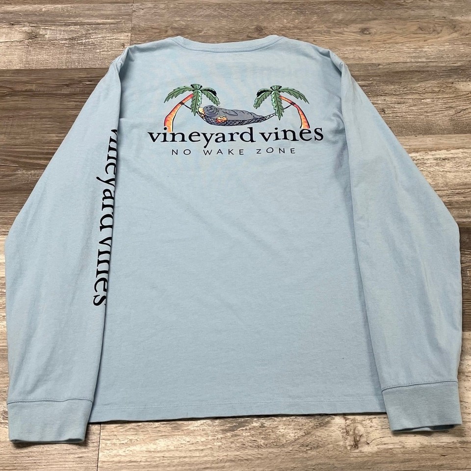 Vineyard Vines Seal Hammock Light Blue Mens M Spell Out Logo Long ...