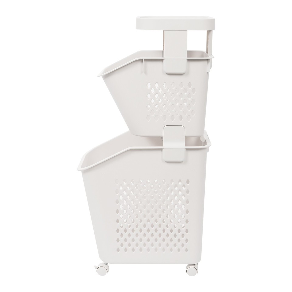 2 Tiers Laundry Baskets, Laundry Basket with Wheels, Modern Laundry ...