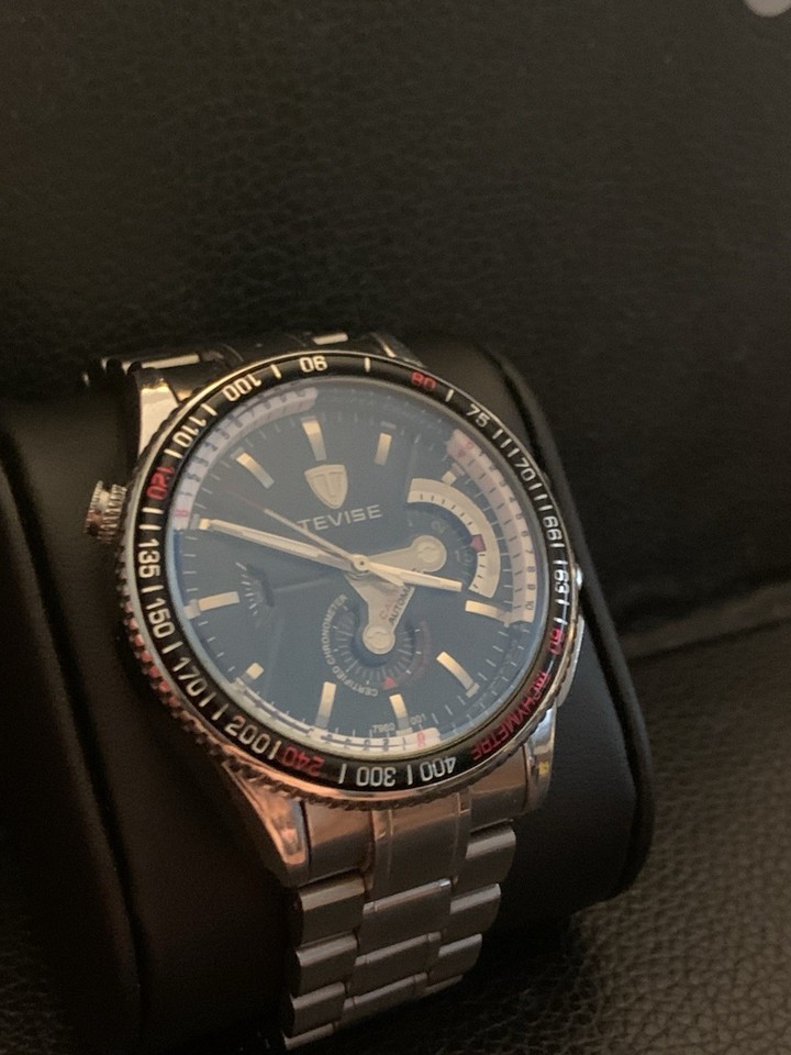 Men’s Tevise Automatic Stainless Watch Exhibition Case Back Great ...