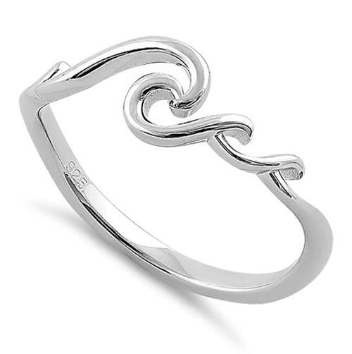 Rolling Surf Ocean Waves Ring .925 Sterling Silver High Polished Women ...
