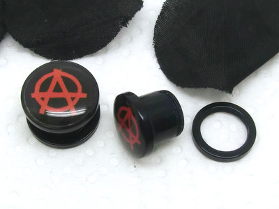 Tunnel Ear Plug Anarchy Piercing Acryl Kunststoff schraubbar 10 + 12mm ...