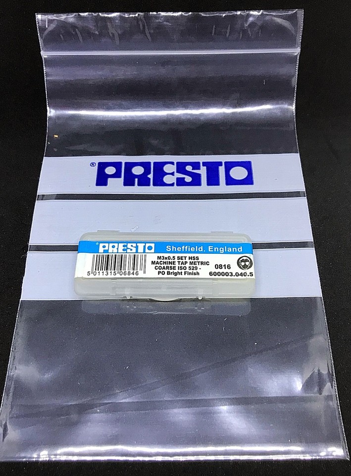 Presto 3 Piece Tap Sets HSS Metric Hand Tap Includes Taper, Second ...