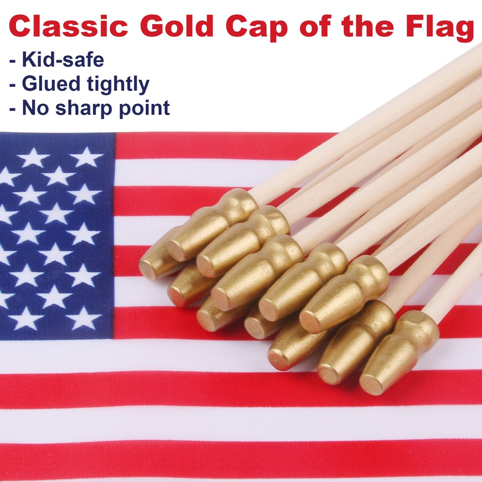 50 Pcs Small American Flags with Wooden Sticks 4x6" Handheld United ...