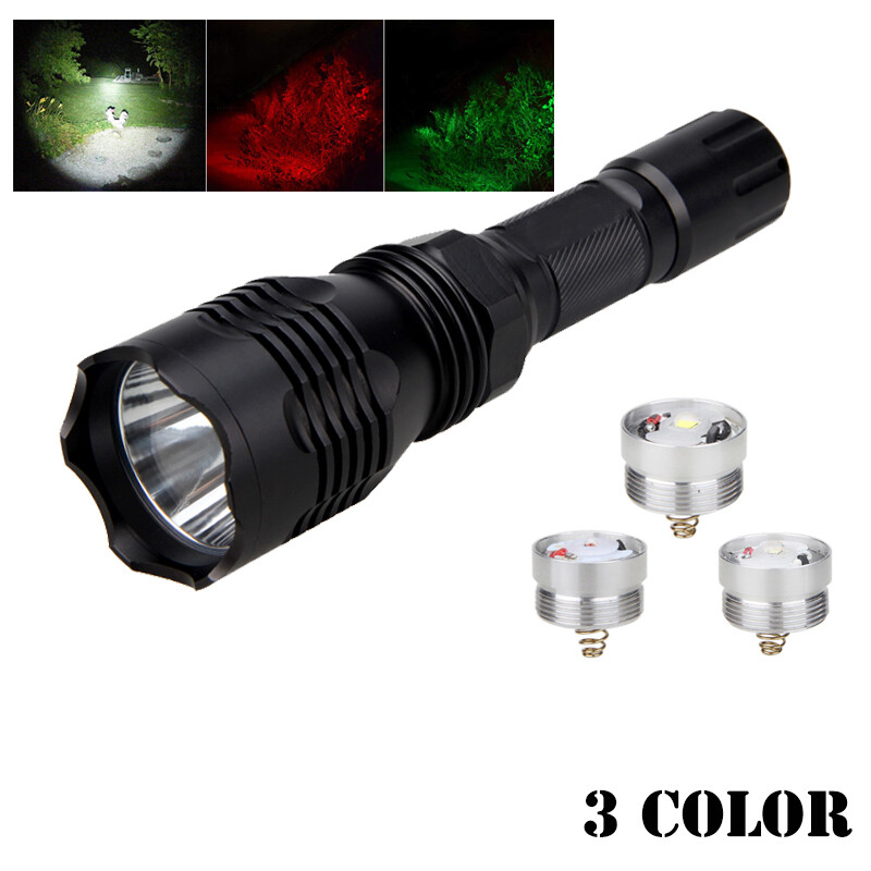 250 Yards Long Distance HS-802 Red Green White LED Flashlight Hunting ...
