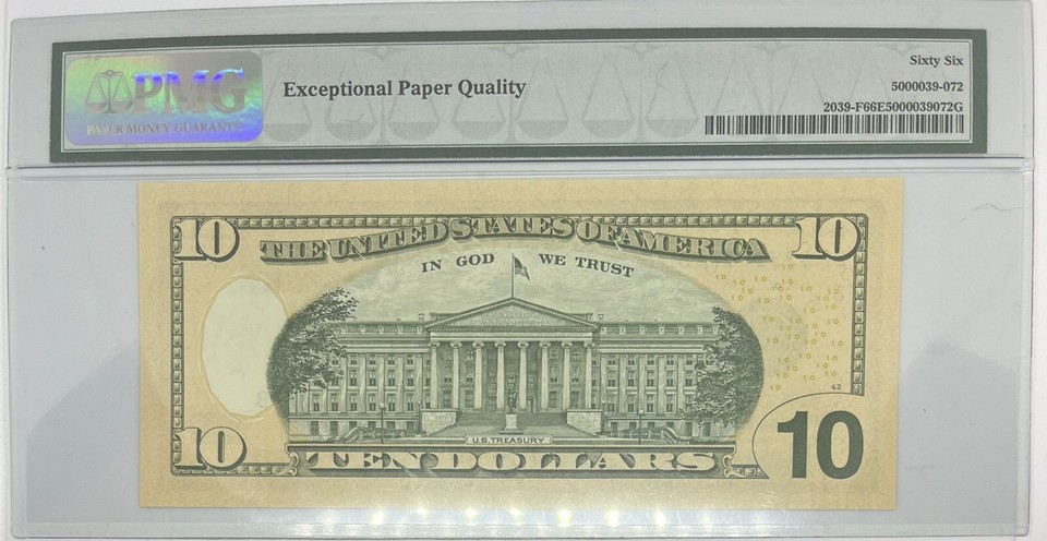 2004 Ten Dollar Federal Reserve Note PMG-Certified 66 Fancy Serial # | eBay
