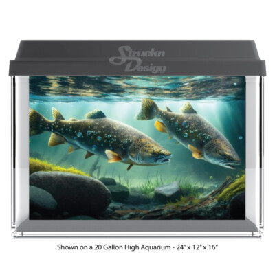 Underwater Two Fish Light Polyester Fish Tank Glass Backdrop Aquarium ...