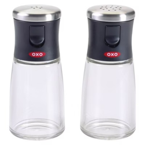 OXO Salt and Pepper Shaker Set: Aluminum & Stainless Steel, Black | eBay