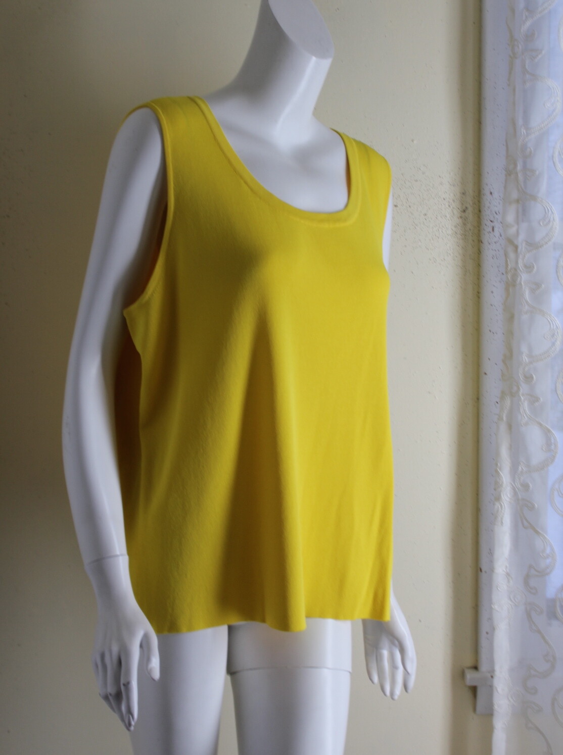 Laura Ashley -Sz 2X Bright Yellow Rayon Knit Sleeveless Shell Tank ...