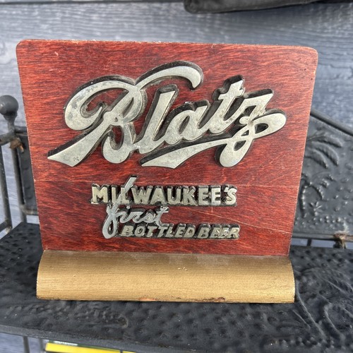 Vintage 1940s BLATZ Beer Wooden Back Bar Sign Milwaukee's First Bottled ...
