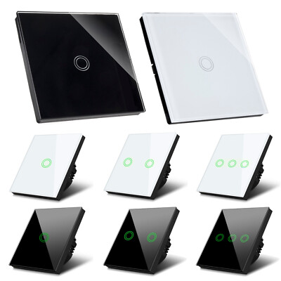 Glass Light Switch Touch Modern 1 / 2 Gang 2-Way Hallway Stairs ...