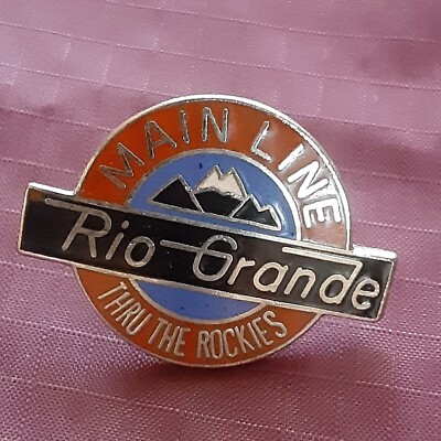 RIO GRANDE MAIN LINE RAILROAD TRAIN Lapel Pin Hat NICE VINTAGE ...