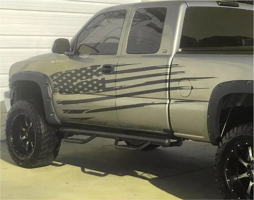 2X LARGE Graphics decals AMERICAN FLAGS pair Left and right side - Made ...