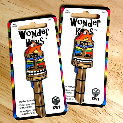 2x Tiki Torch Shaped Wonder Keys works with KW1 #66 Kwikset House Keys ...