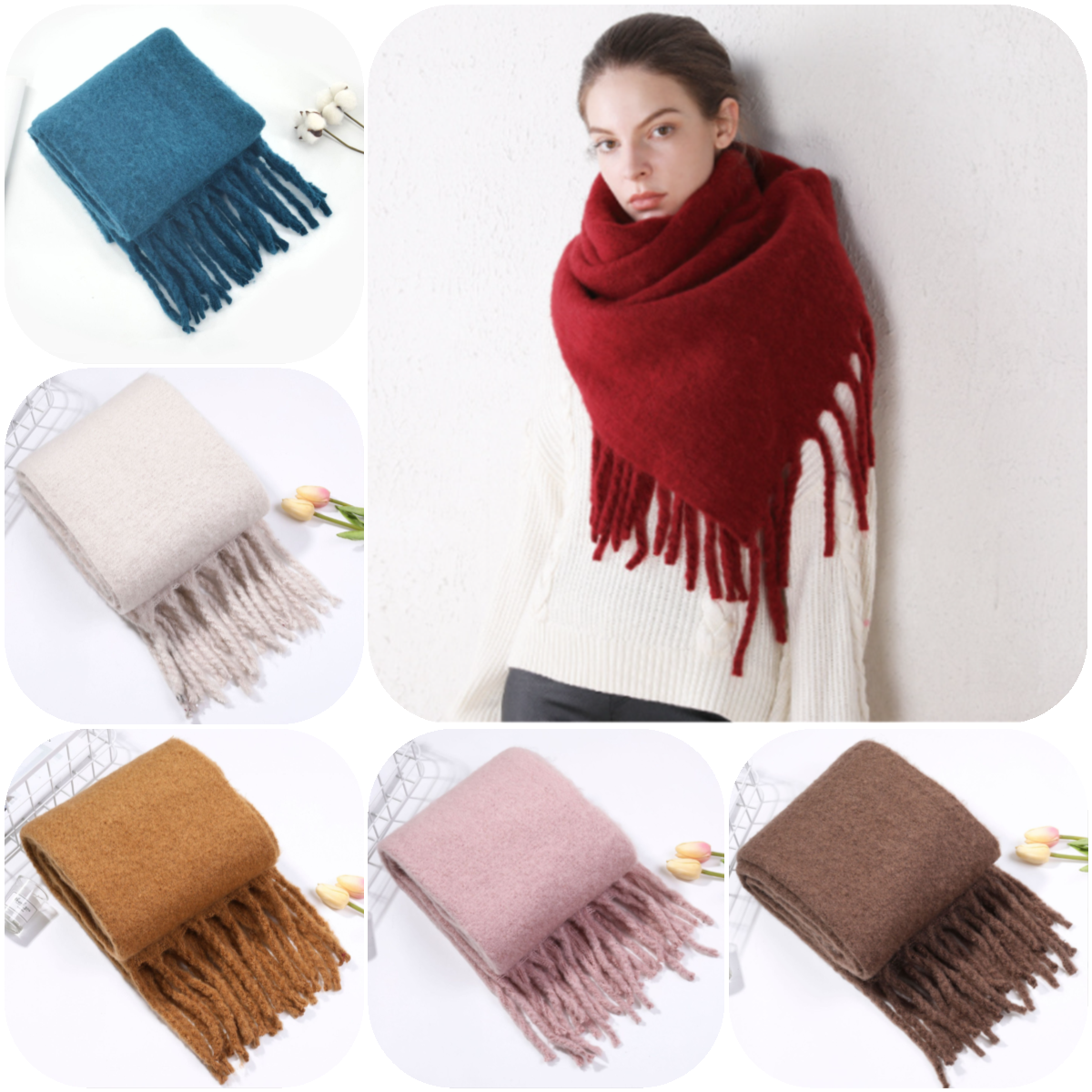 Large Long Soft Thick Mohair Wool Shawl Scarf Winter Warm Luxury Wrap ...