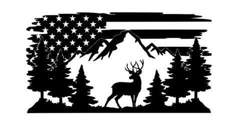 WHITE TAIL BUCK VINYL DECAL - FLAG CARRYING MOUNTAINS - FUNNY VINYL ...