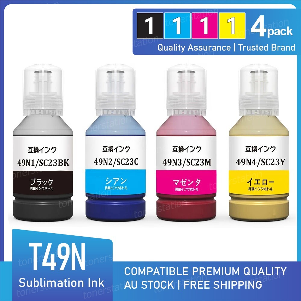 4x Non-OEM Sublimation Ink Bottle T49N for Epson SureColor F160 F560 ...
