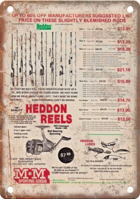 Vintage Heddon Fishing Reel Ad Reproduction Metal Sign FF15 | eBay