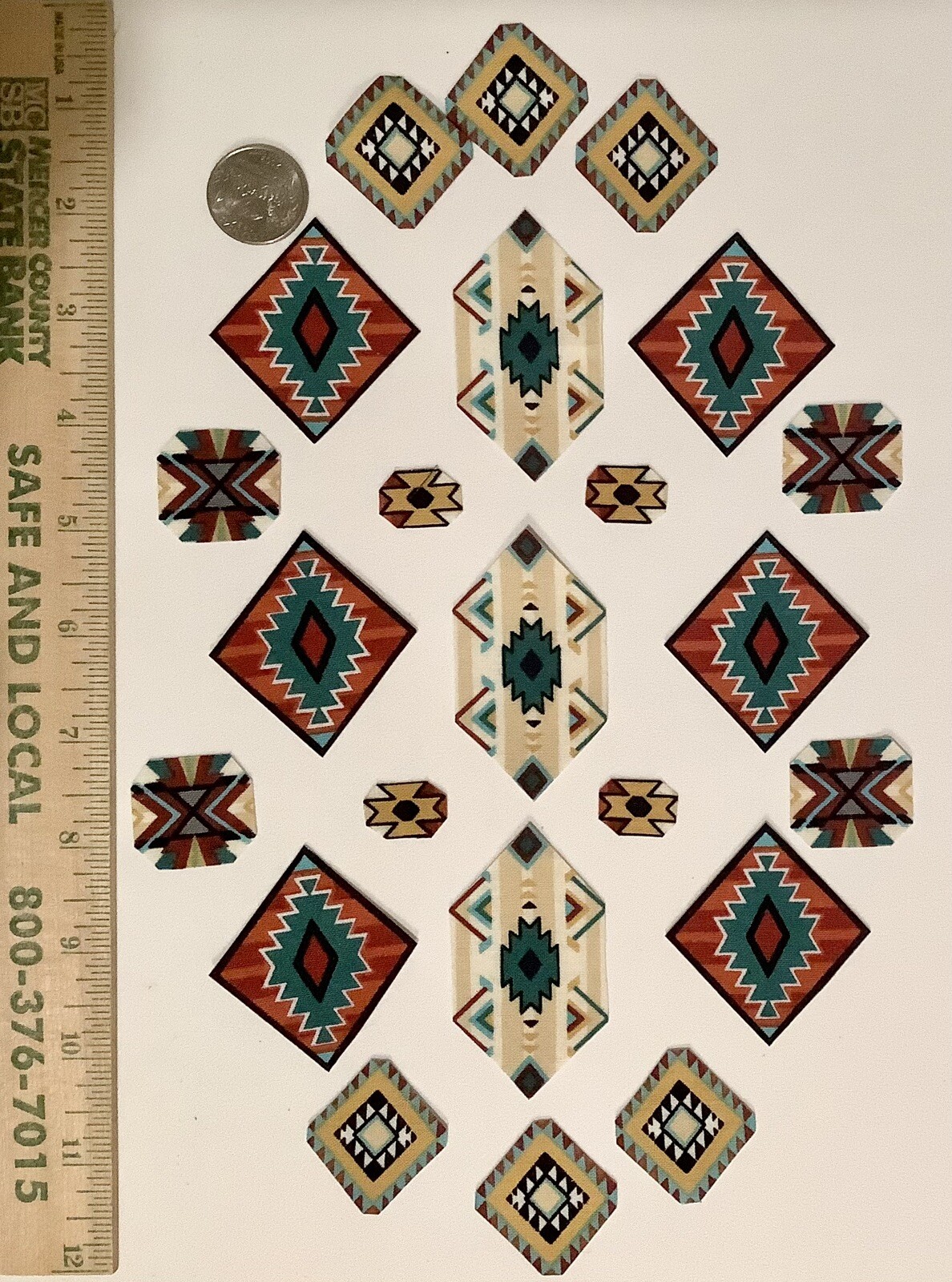 Softly Colored Aztec Southwest Design Western Fabric Appliques Iron Ons ...