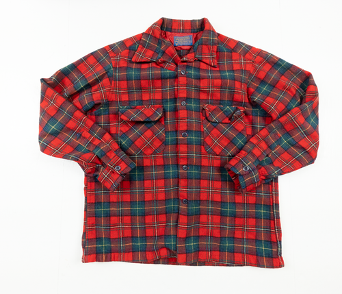 Vintage Pendleton Flannel Mens Large Red Long Sleeve Button Down Shirt ...