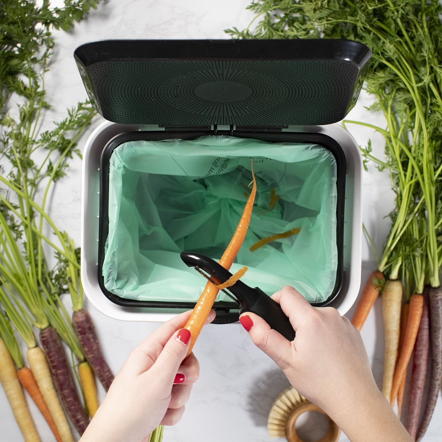 Full Circle Fresh Air Odor Free Kitchen Compost Collector White | eBay