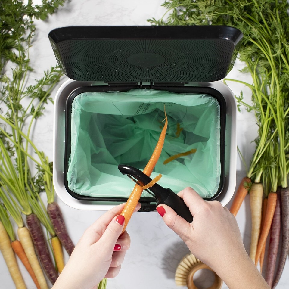 Full Circle Fresh Air Odor Free Kitchen Compost Collector White | eBay