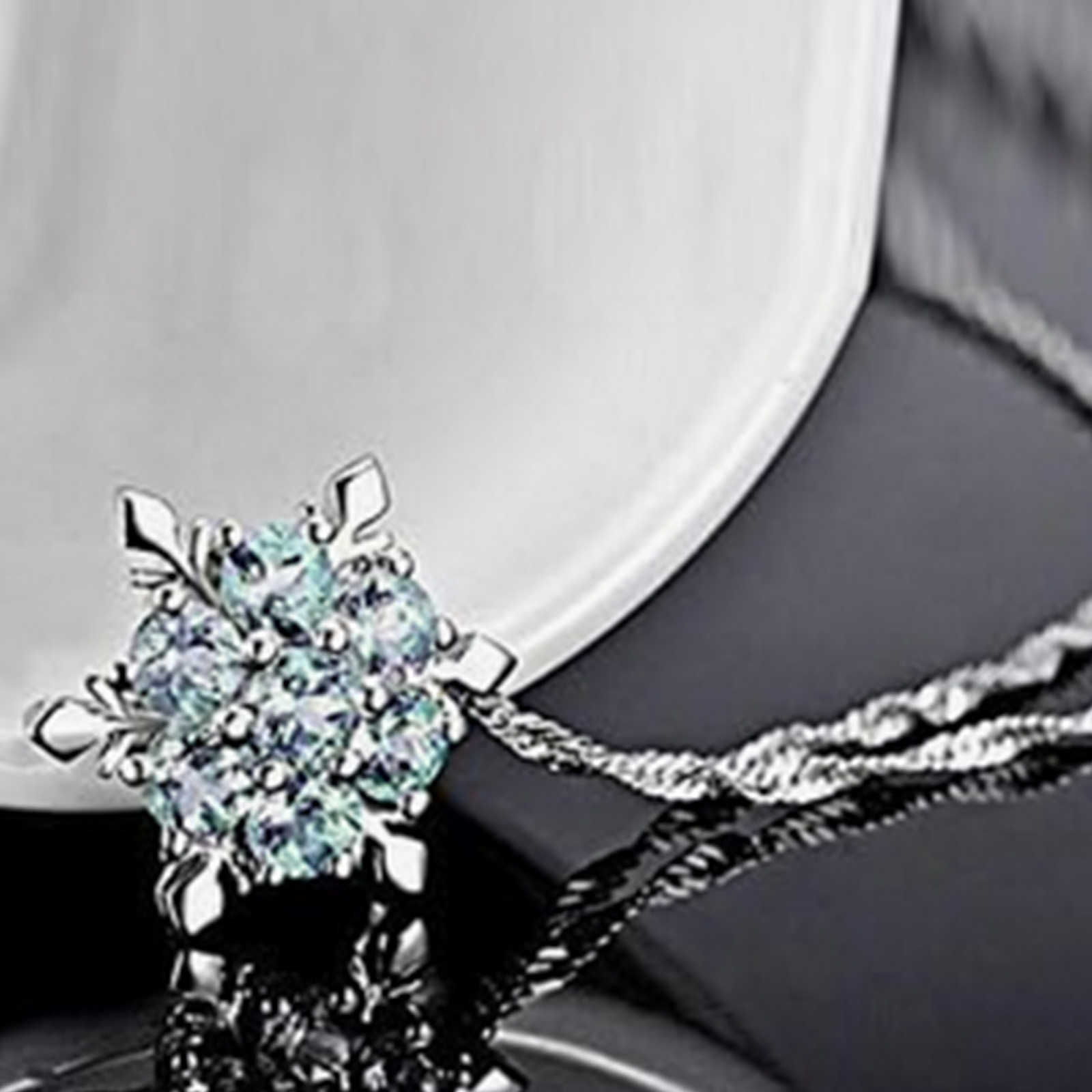 Fashion Women Blue Crystal Snowflake Pendant Necklace Jewelry Elegant ...