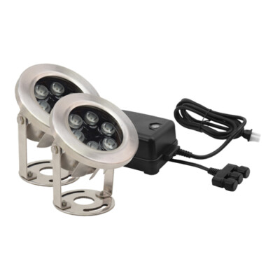 EasyPro 2-Pack 9 Watt Stainless Steel LED Pond Light Kit w/ Transformer ...