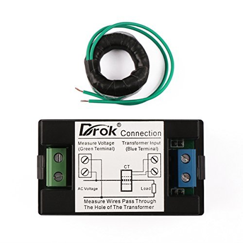 DROK AC 100-300V 100A Digital Voltage Current Multimeter LCD Volt Amp ...