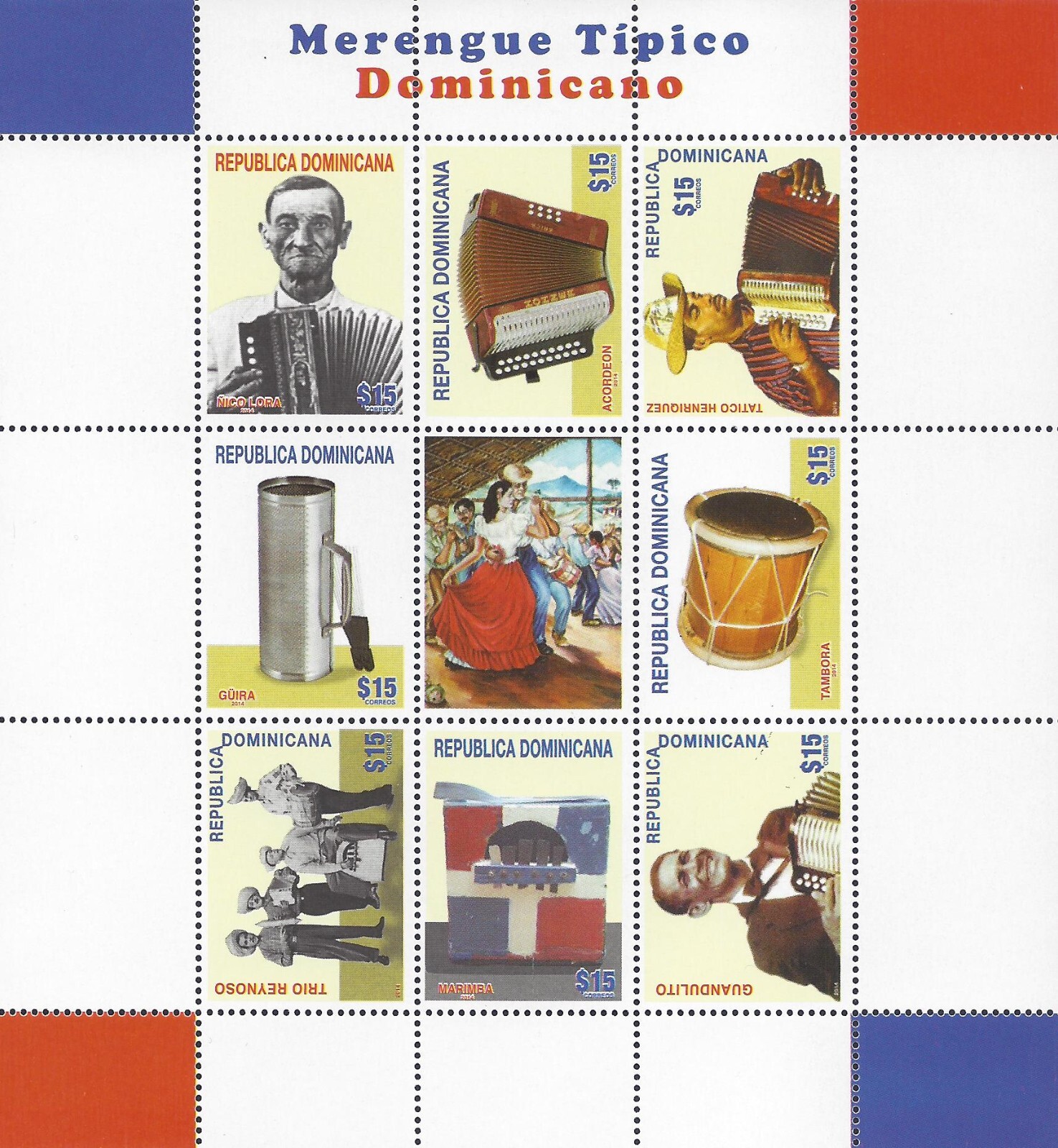 Dominican Republic Merengue Musicians and Instruments Sc 1566 MNH 2014 ...