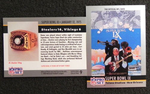 SUPER BOWL IX _ Steelers 16, Vikings 6 _ 1990 PRO SET (1) Card #9 | eBay