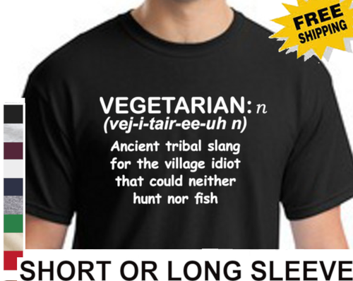 Funny Anti Vegan Vegetarian Definition Tribal Slang village Idiot Men's ...