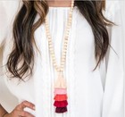 10mm Wood Beads Chain Long Necklace Boho Morandi Cotton Macrame Tassel ...