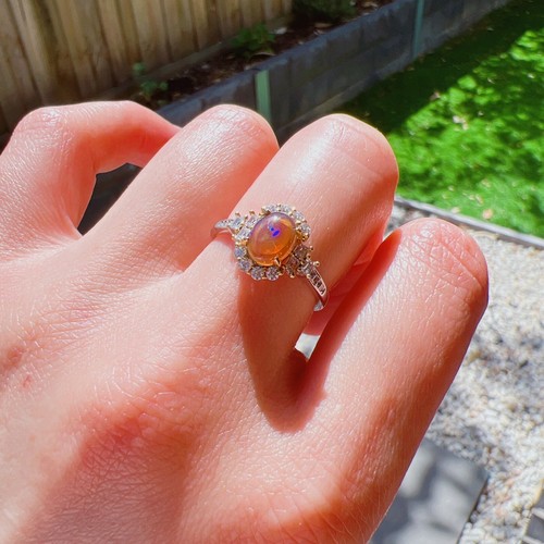 Beautiful Natural Real Opal Ring, S925 Ring, Adjustable Size | eBay