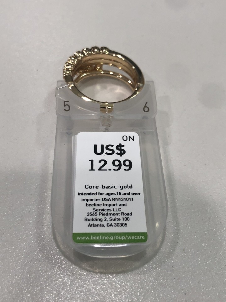 Beeline Fashion Jewelry Gold 3-Piece Gem Embedded Ring Stack Size 5-6 ...