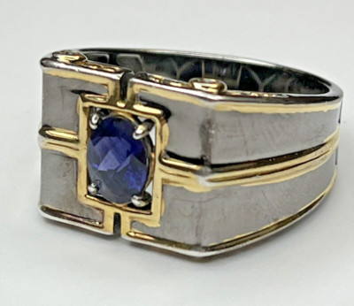 Michael Valitutti Gems En Vogue Sapphire Two Tone Sterling Silver Ring ...