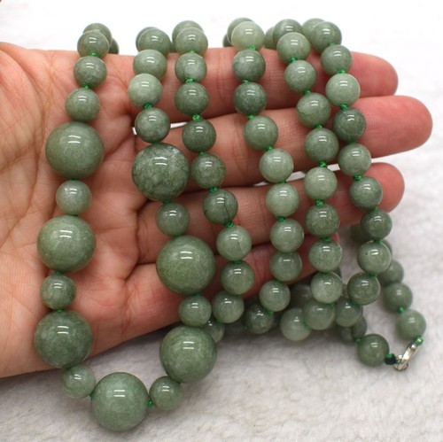 Natural Beautiful New 8-14mm A Green Jade Round Gemstone Beaded ...