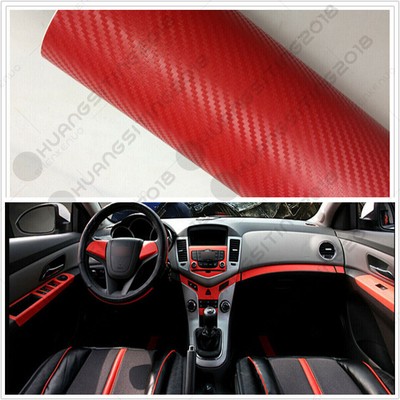 Red Carbon Fiber Vinyl Wrap Sticker Auto Interior Accessorie Console ...