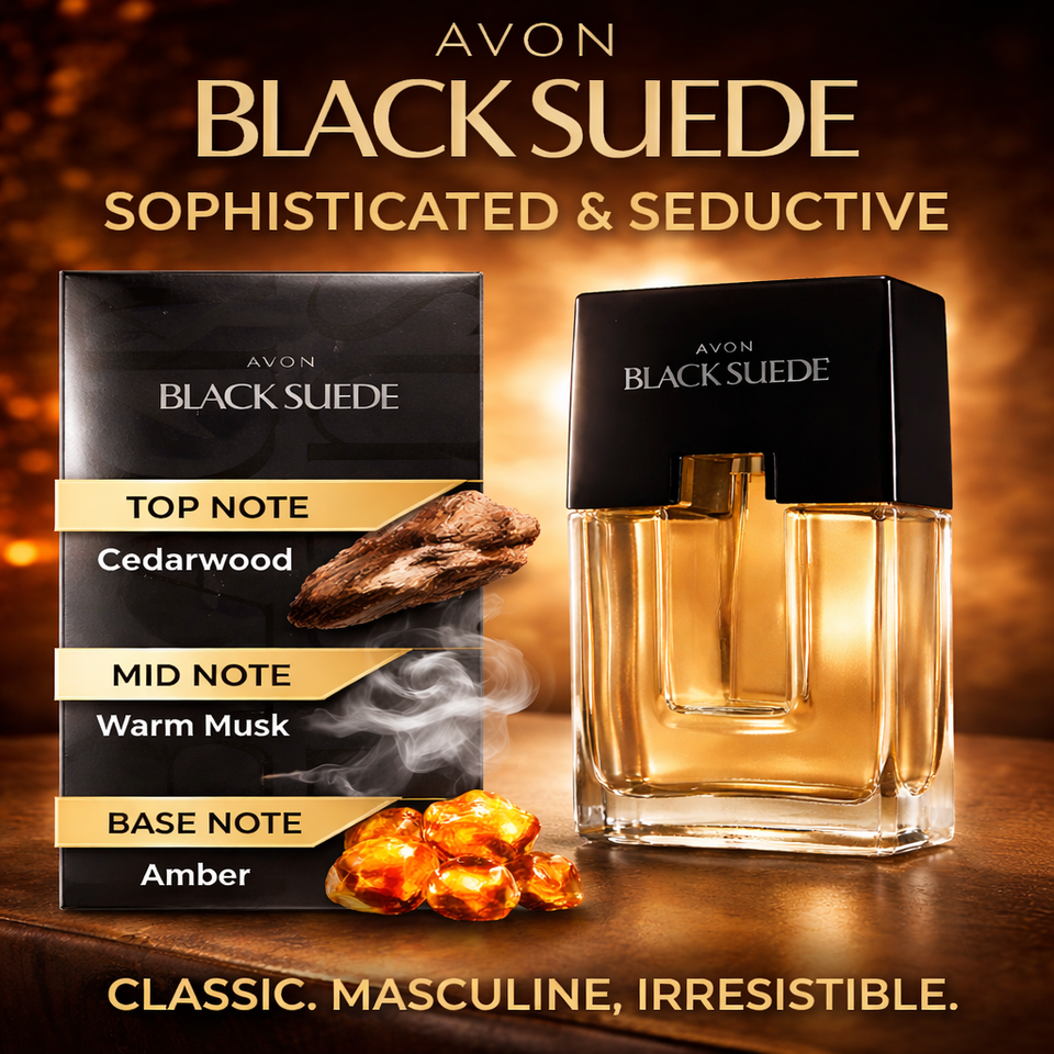 Avon Black Suede Eau De Toilette, New in Box,Smooth Cologne Spray for ...