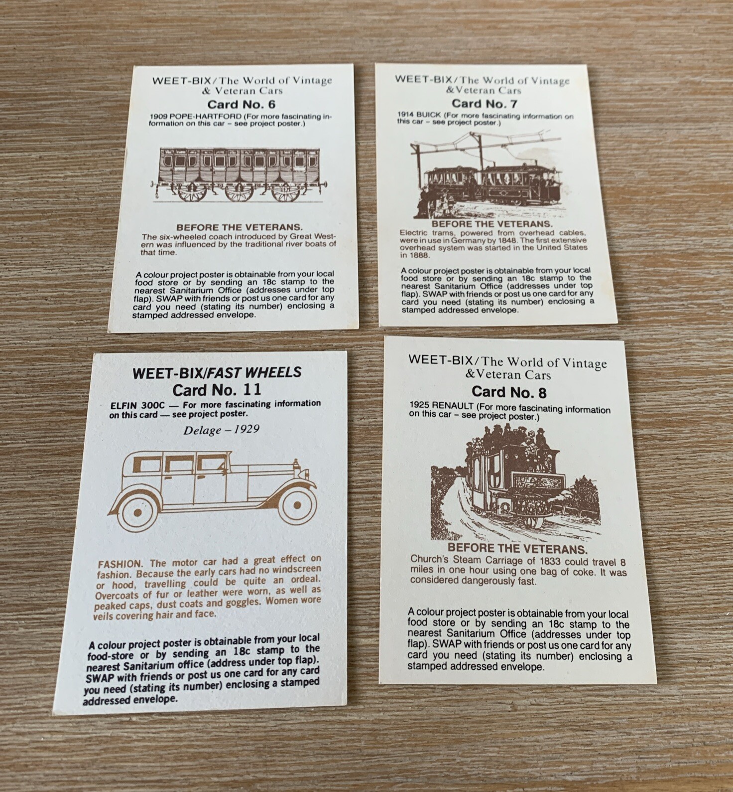 Weet- Bix Trading Cards X 12 The World Of Vintage & Veteran CarsAll ...